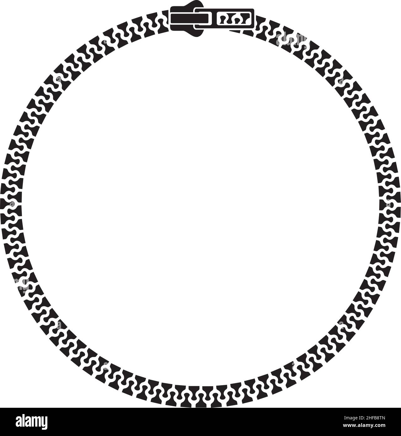 Round zipper frame black and white vector illustration Stock Vector ...