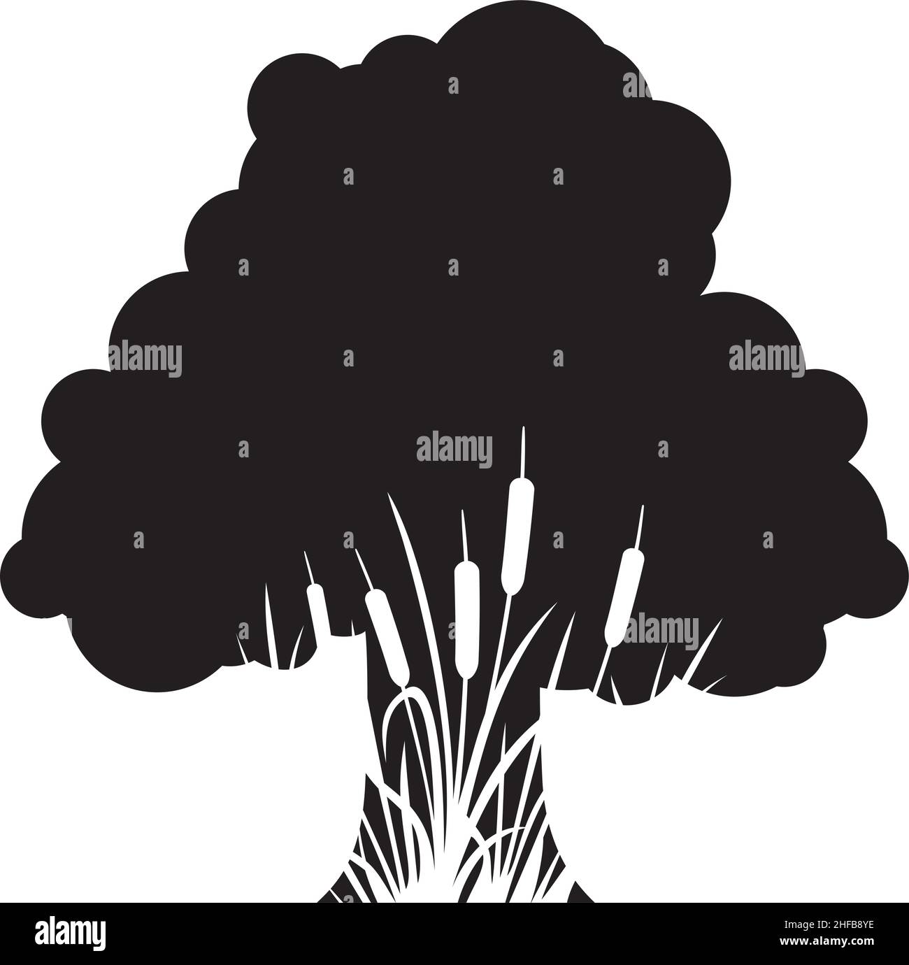 Tree and reeds vector illustration Stock Vector Image & Art - Alamy