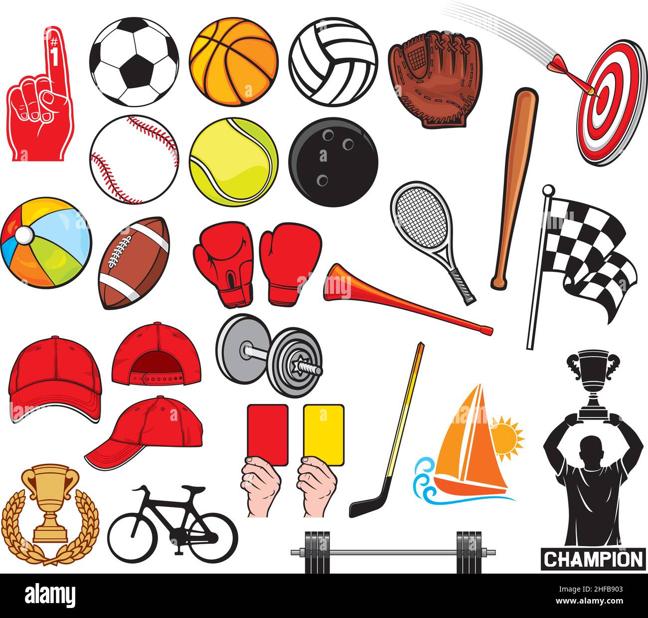 Big sports collection (foam finger, boxing gloves, basketball ball ...