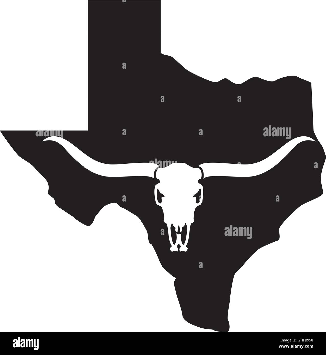 Texas map and longhorn bull skull vector illustration Stock Vector ...