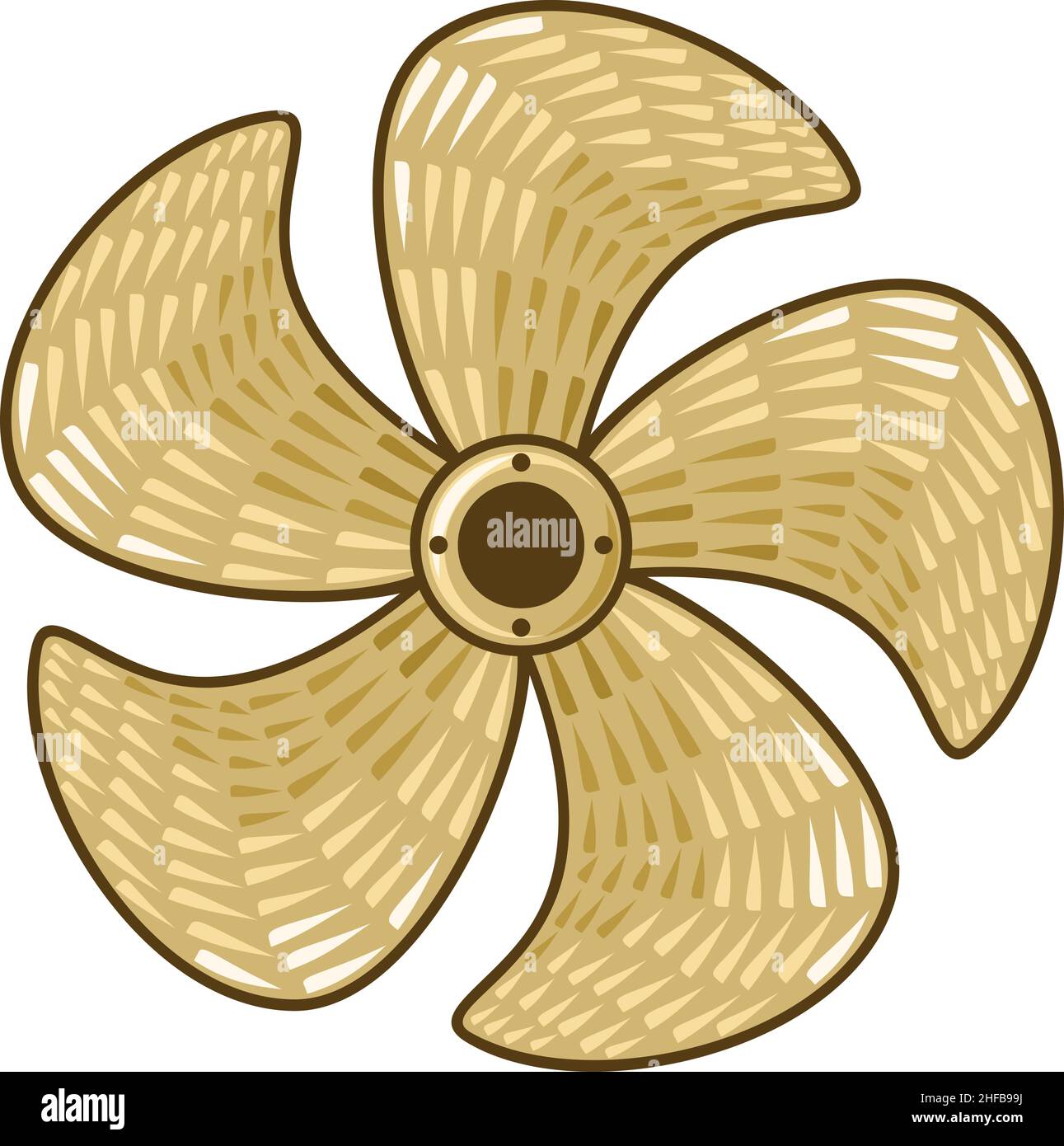 Brass ship five-bladed propeller vector illustration Stock Vector Image ...