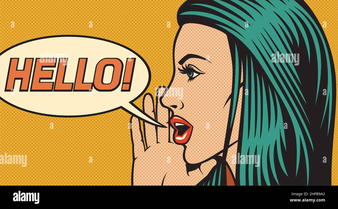 Pop art woman hello vector illustration Stock Vector Image & Art - Alamy
