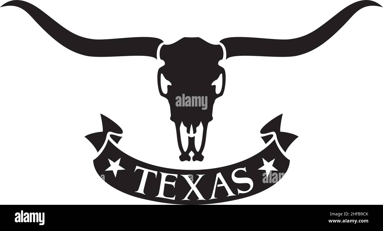 Texas Design with Longhorn Head Skull. Vector Illustration Stock Vector ...