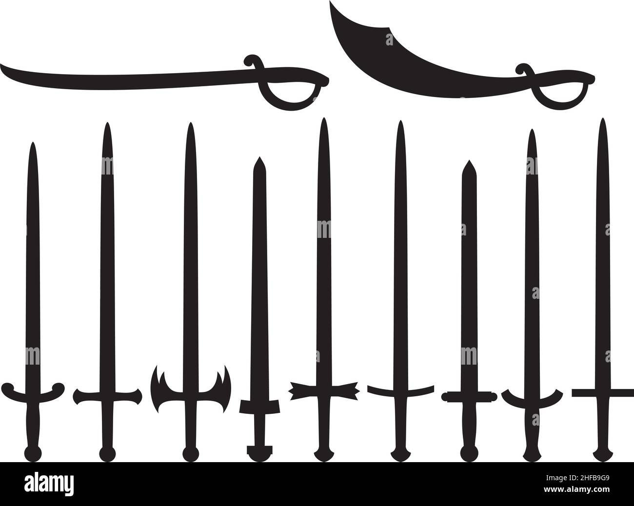 Collection of swords and sabers vector illustration Stock Vector Image ...