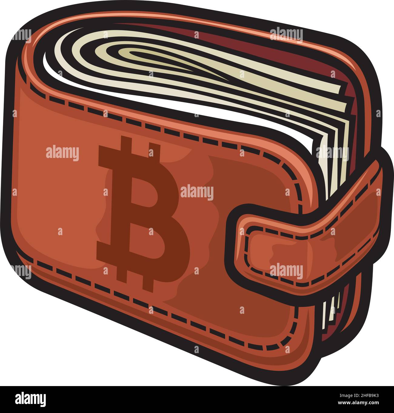 Leather wallet with bitcoin sign vector illustration Stock Vector Image ...