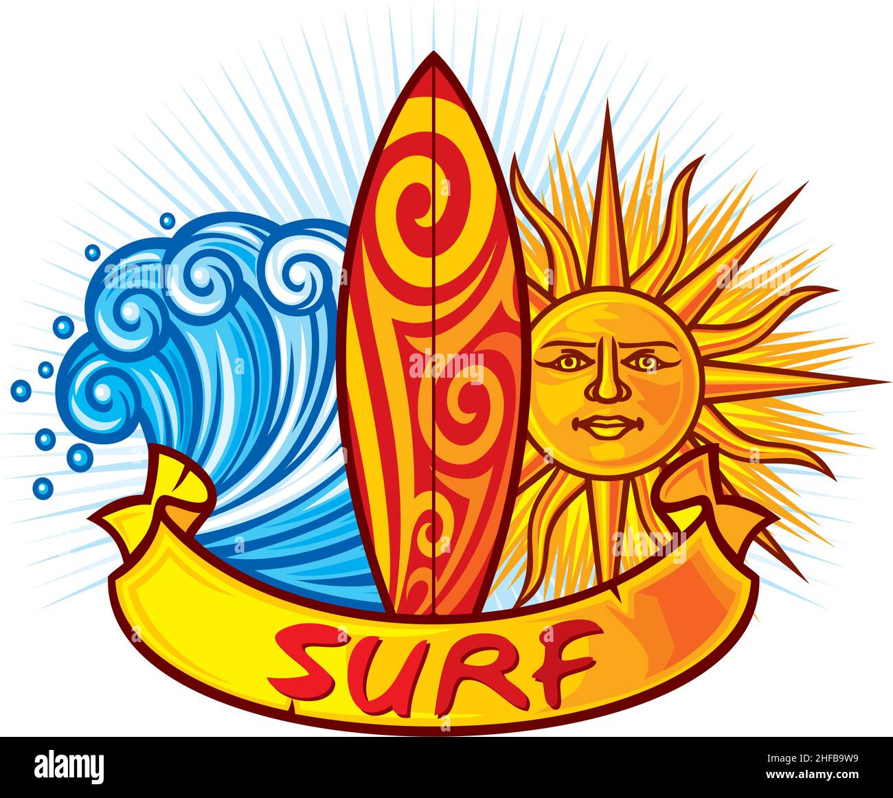 Surf board design vector illustration Stock Vector Image & Art - Alamy