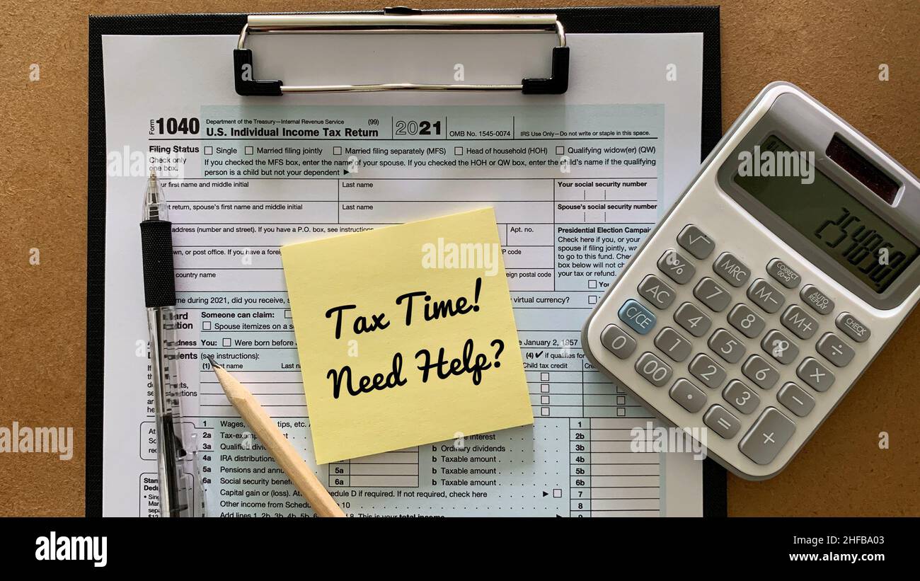 Need help and taxes text on stickers with tax forms. Tax concept on ...