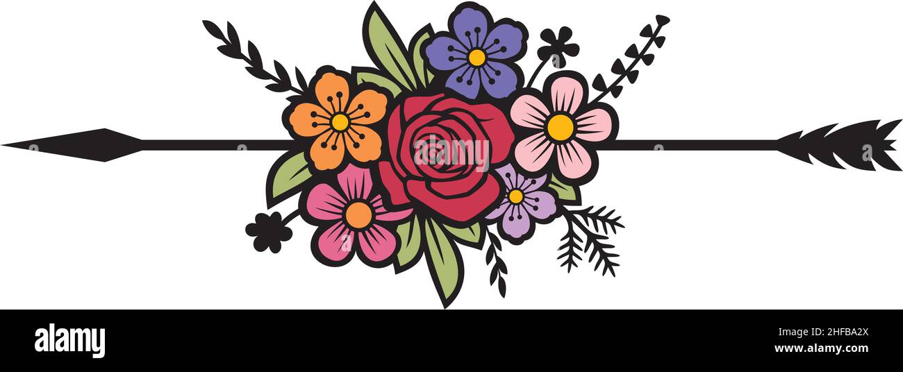 Arrow and flowers color vector illustration Stock Vector Image & Art ...