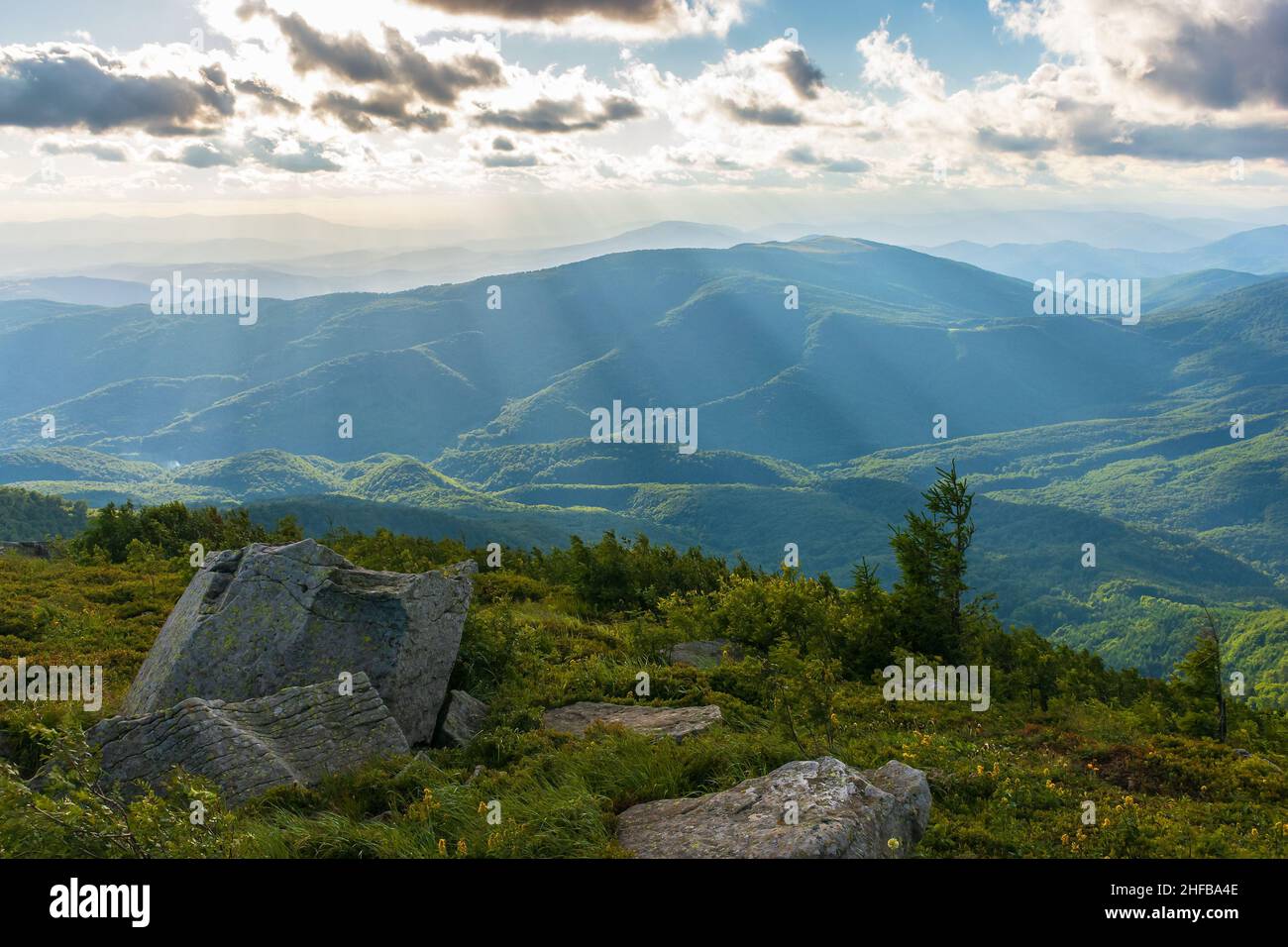 outdoor adventure scenery in mountains. beautiful green summer ...