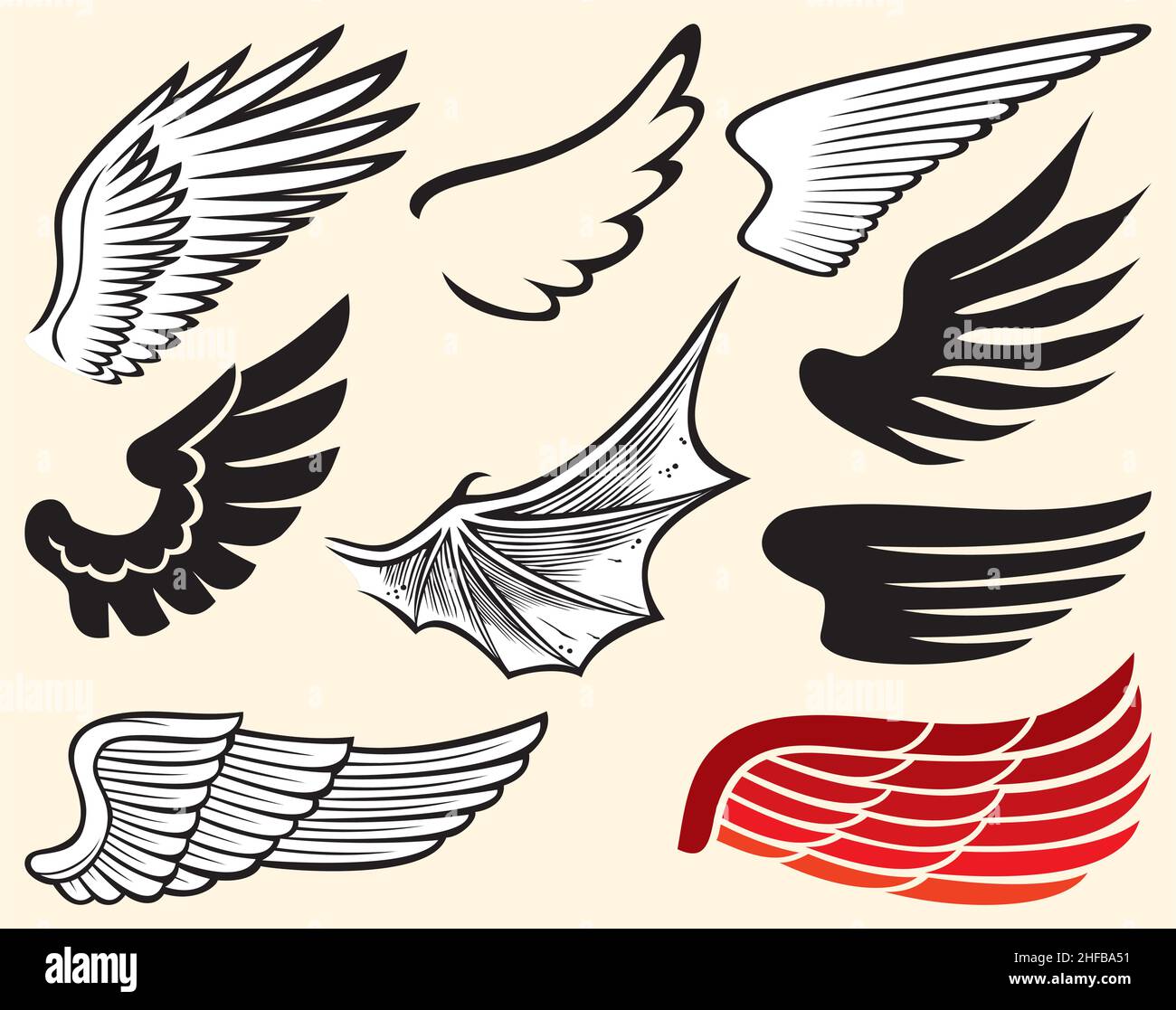 Wings collection vector illustration Stock Vector Image & Art - Alamy