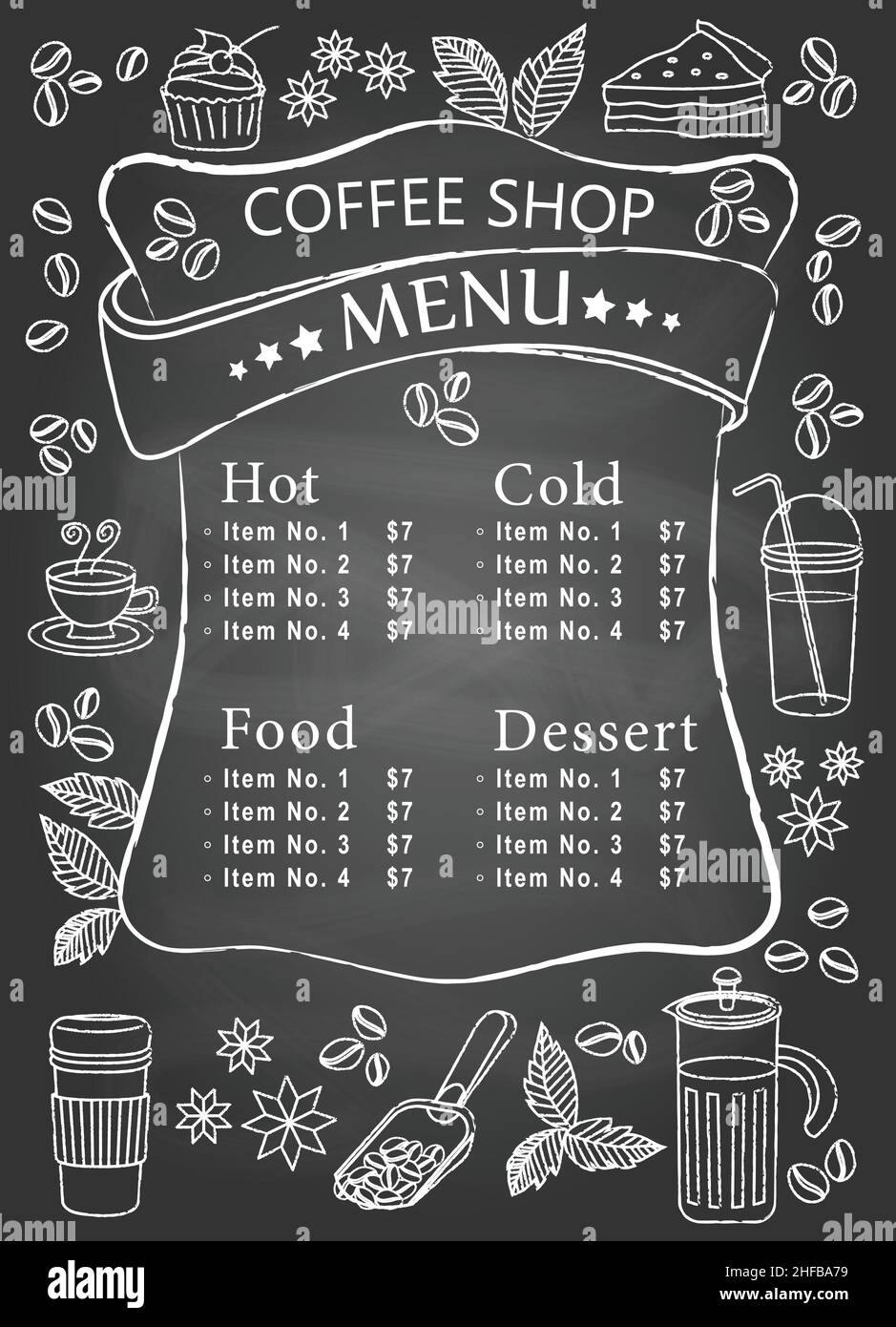 Coffee menu board cafe in Black and White Stock Photos & Images - Alamy