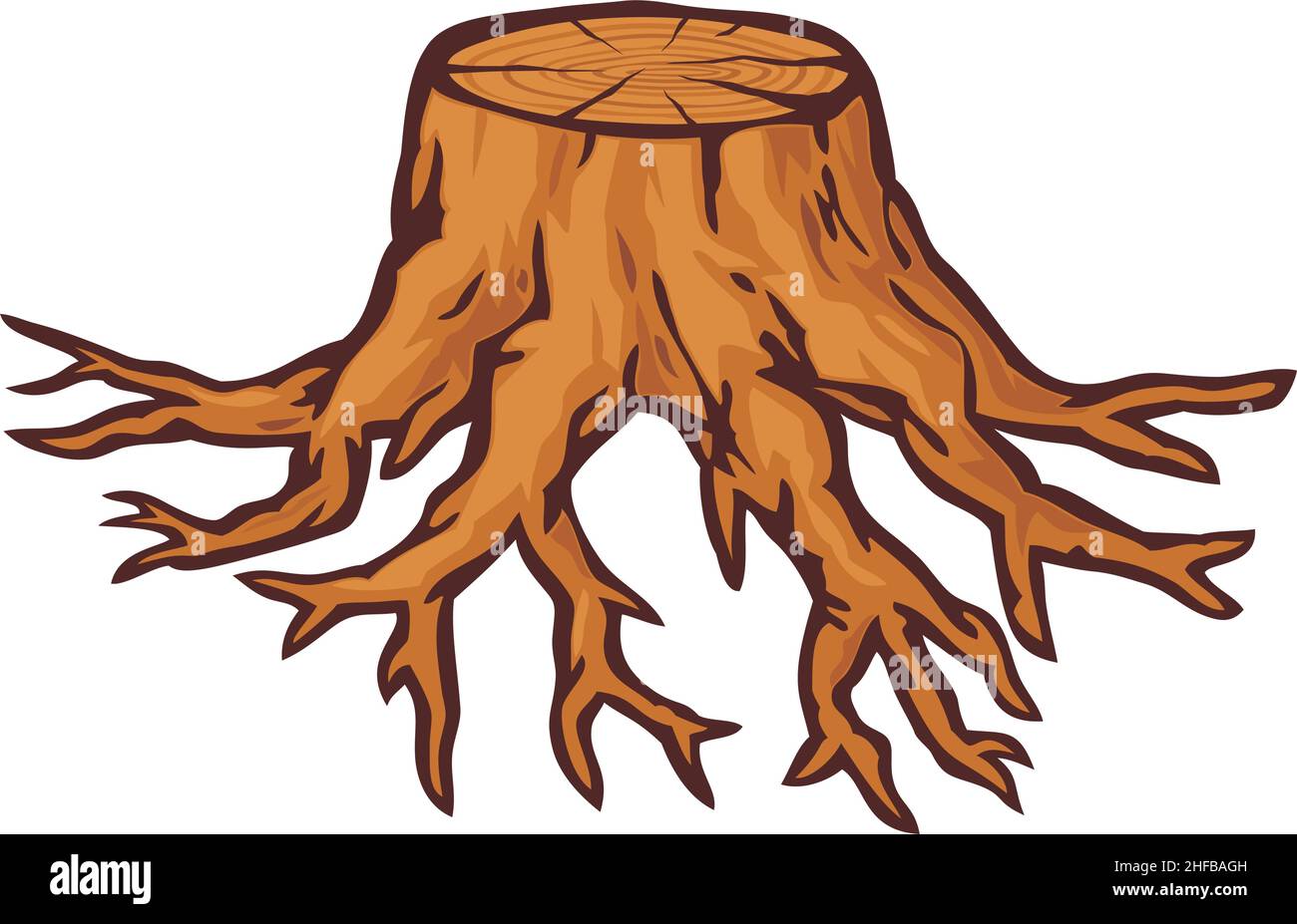 Old tree stump with roots vector illustration Stock Vector Image & Art ...
