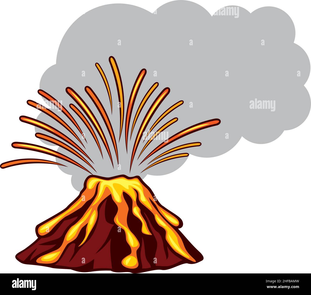 Volcano mountain top exploding vector illustration Stock Vector Image ...