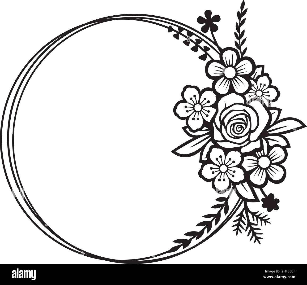 Floral circle frame vector illustration Stock Vector Image & Art - Alamy