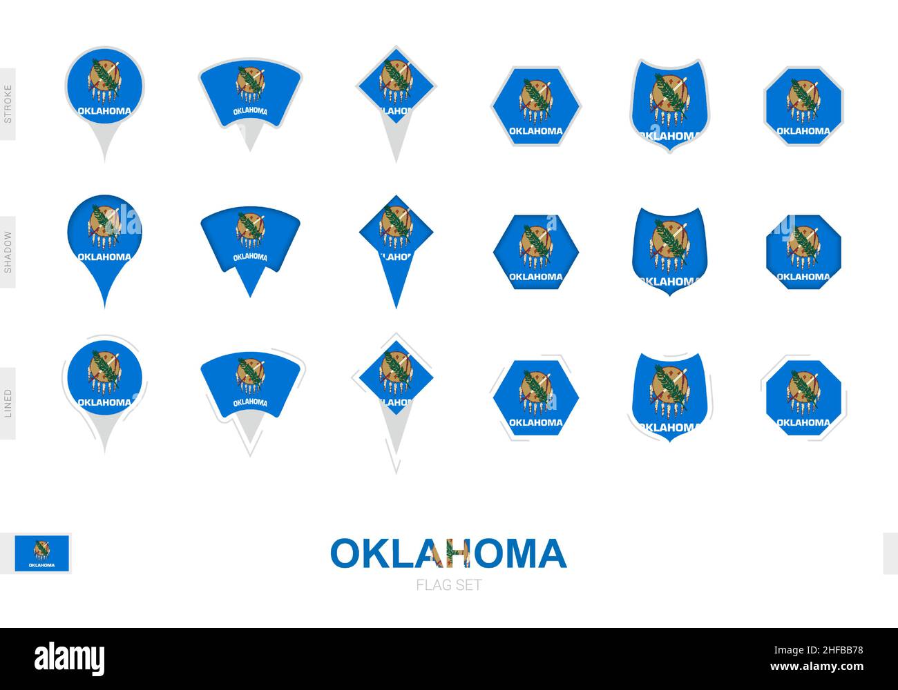 Collection of the Oklahoma flag in different shapes and with three ...