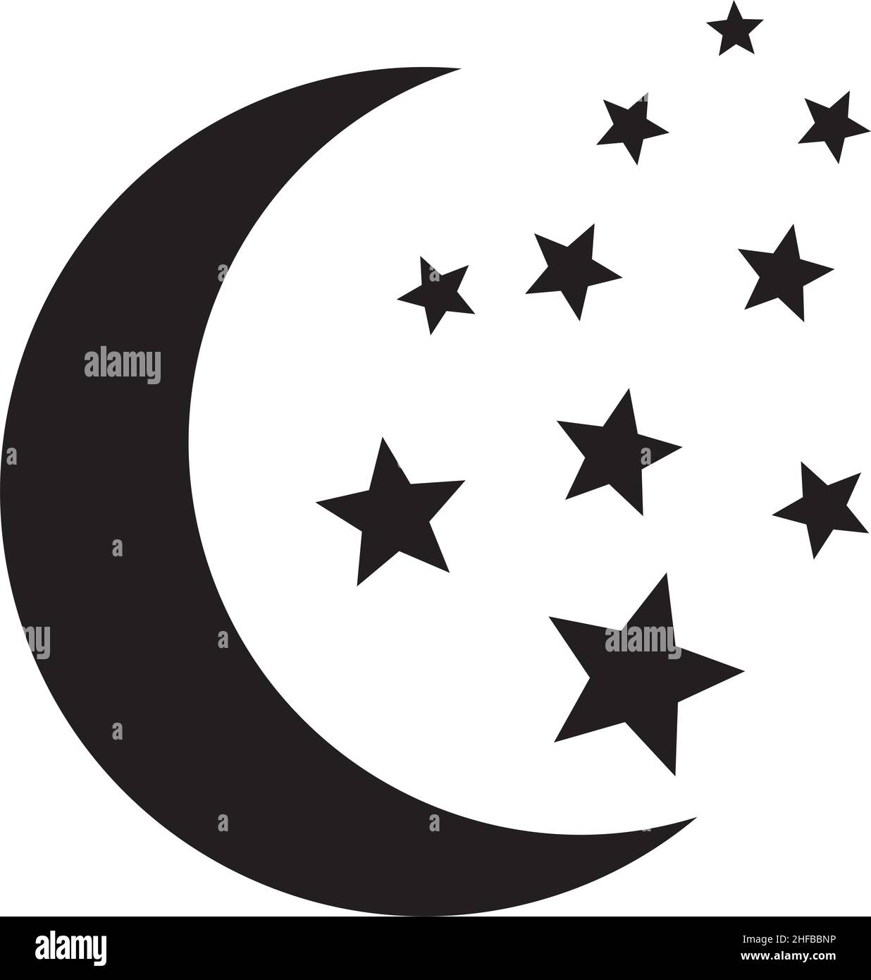 Moon and stars vector illustration Stock Vector Image & Art - Alamy