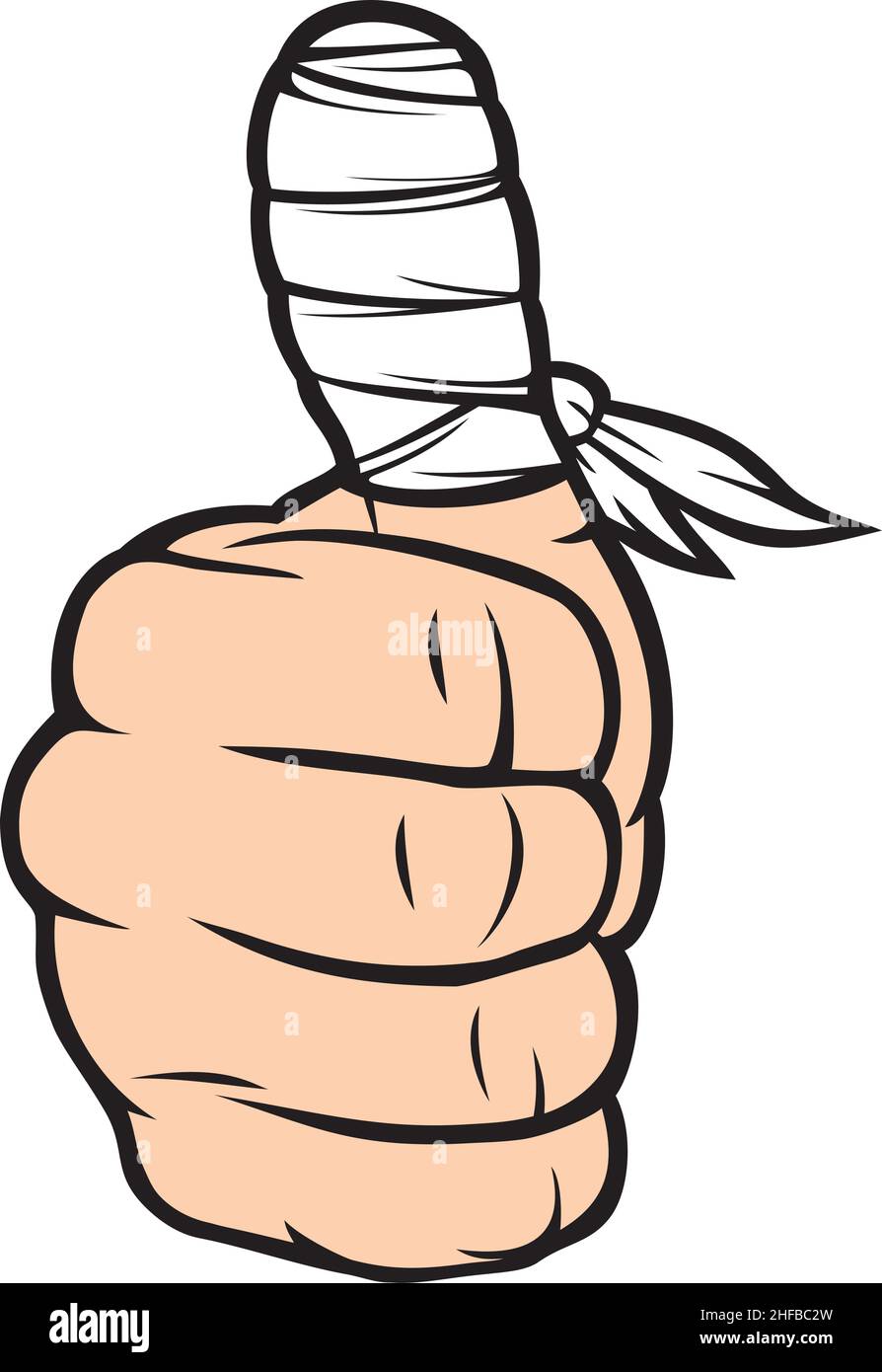 Thumb with white bandage finger and gauze Vector illustration Stock Vector Image Art Alamy