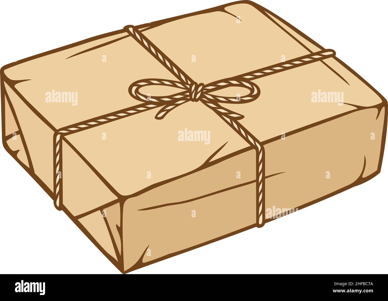 Parcel box with rope and kraft paper vector illustration Stock Vector ...