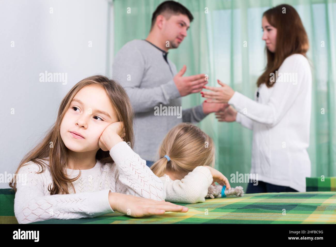 family with two little children having conflict at home Stock Photo - Alamy