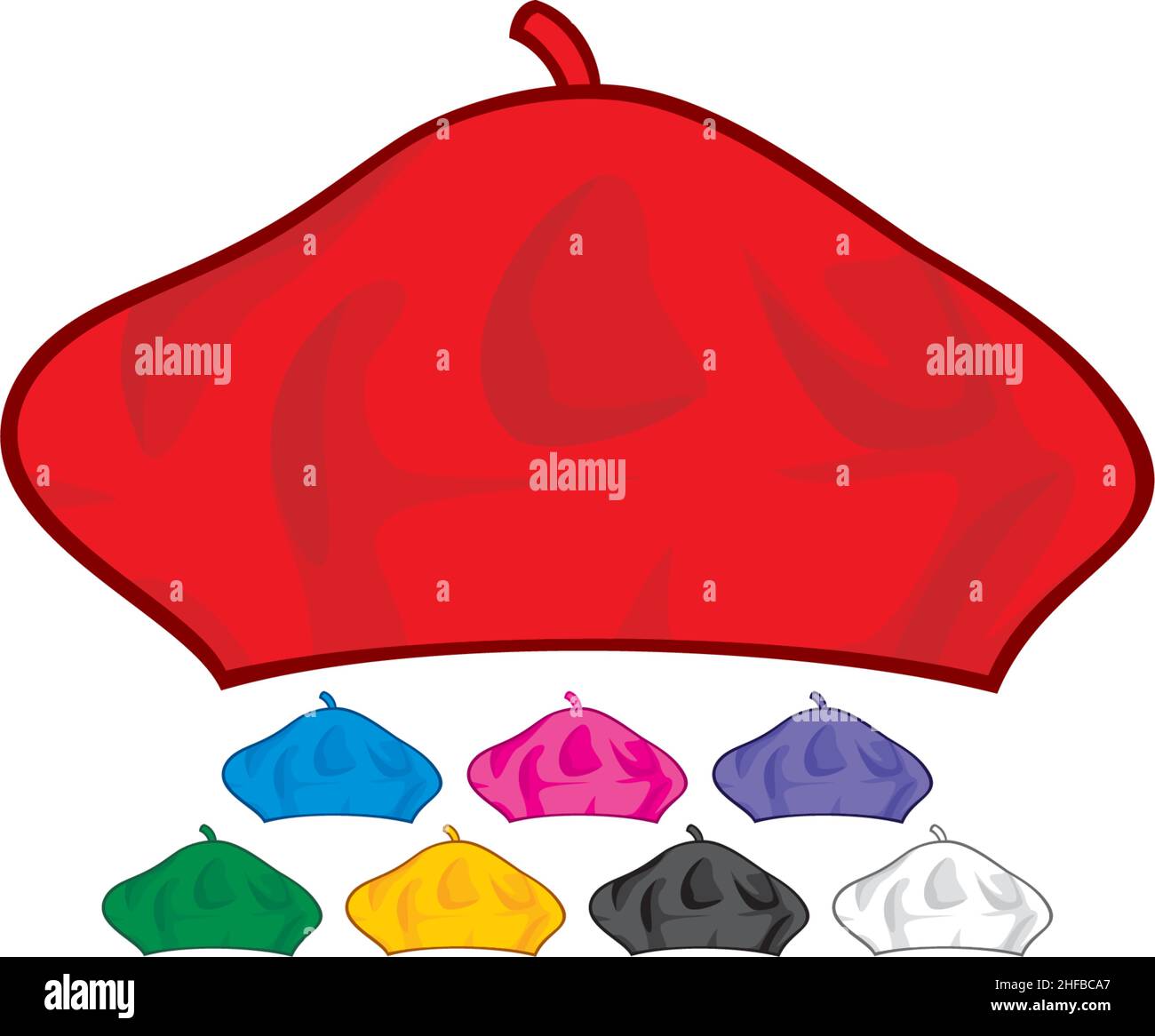 French beret collection (painter hat). Vector illustration Stock Vector ...
