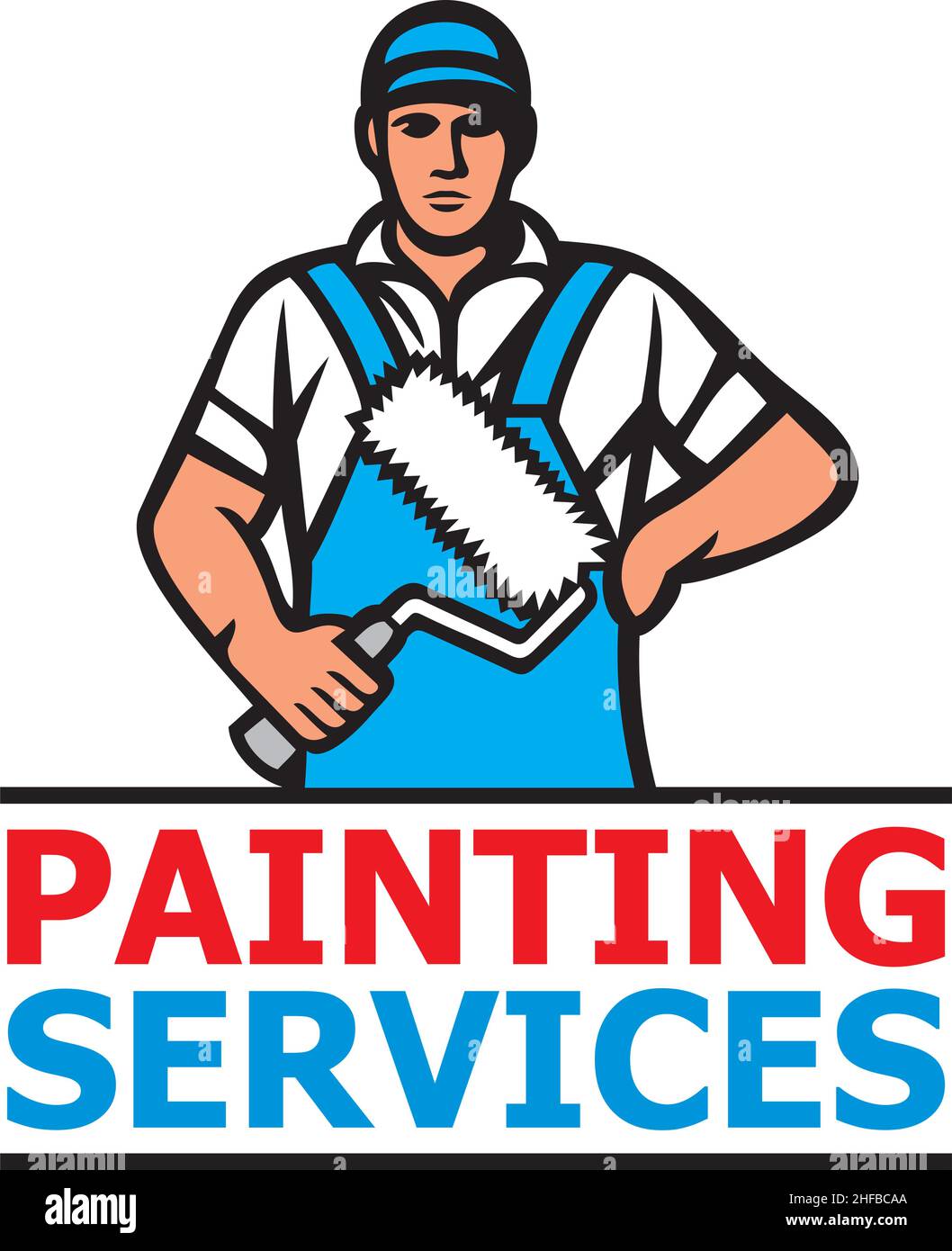 Painting services design - a professional painter holding a paint brush ...