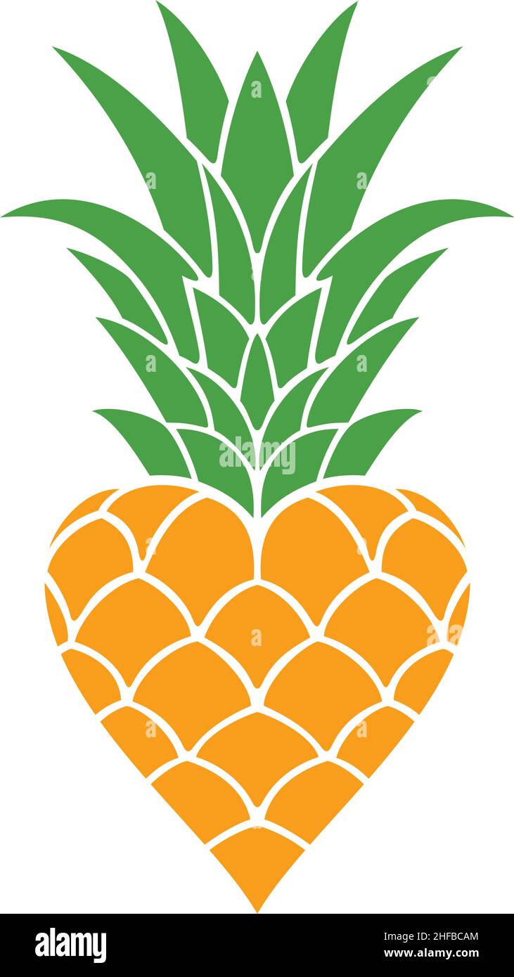 Pineapple heart color vector illustration Stock Vector Image & Art - Alamy