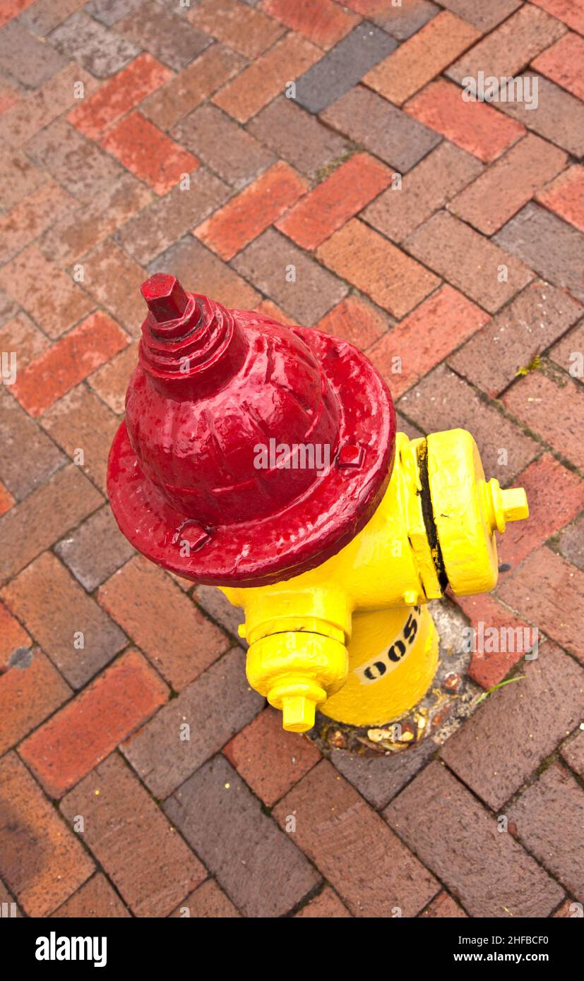 old pedestrian brick paveway in Svannah with hydrant Stock Photo - Alamy