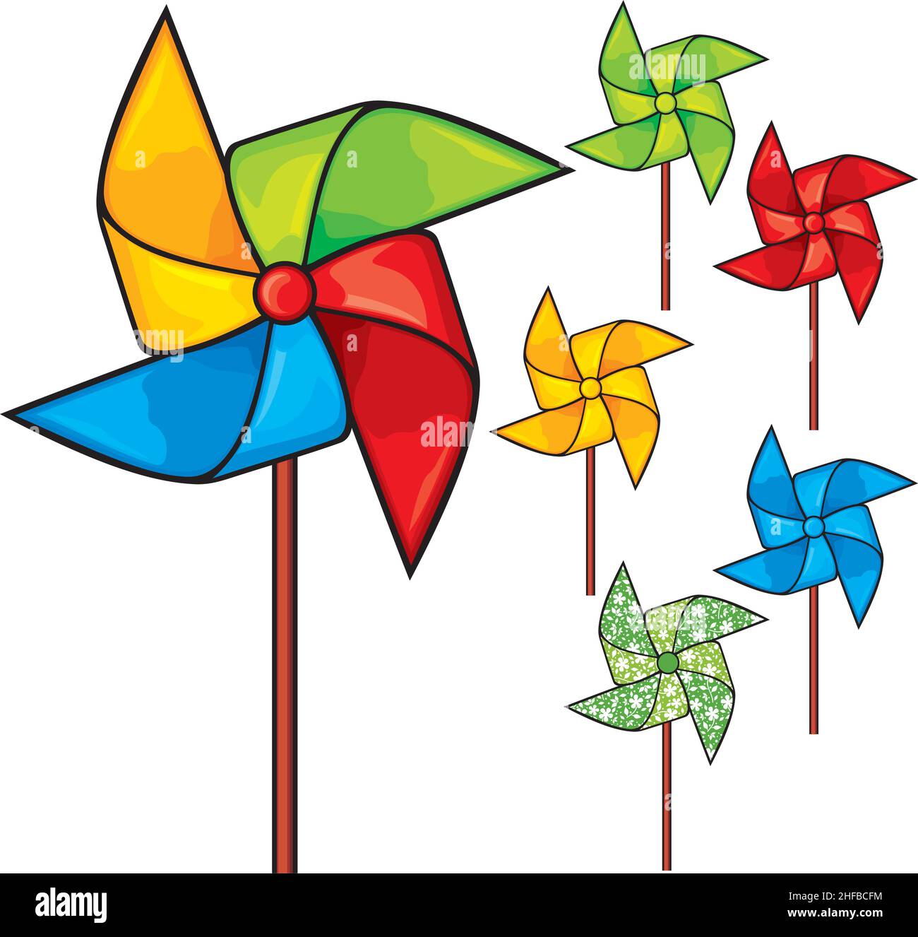 Pinwheel collection (windmill propeller set). Vector illustration Stock ...