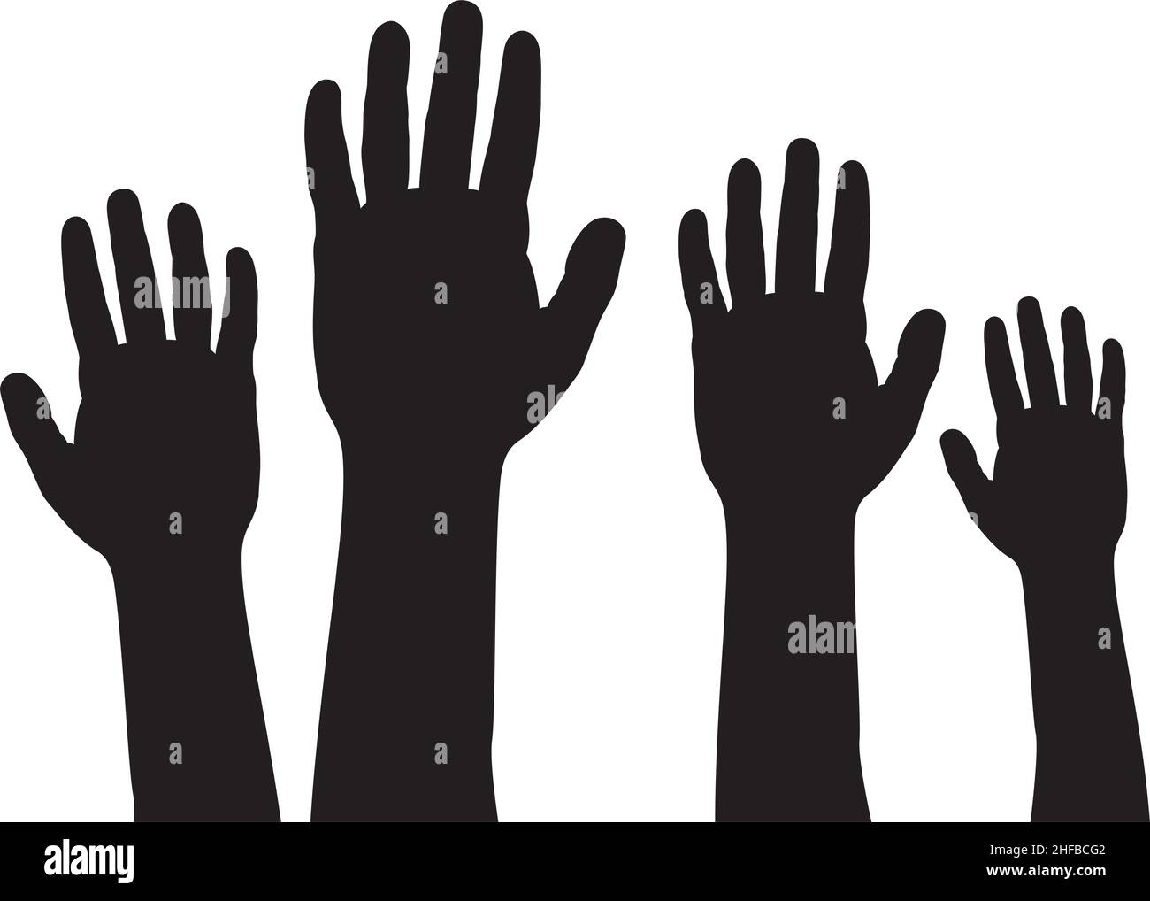 Raised hands vector illustration Stock Vector Image & Art - Alamy