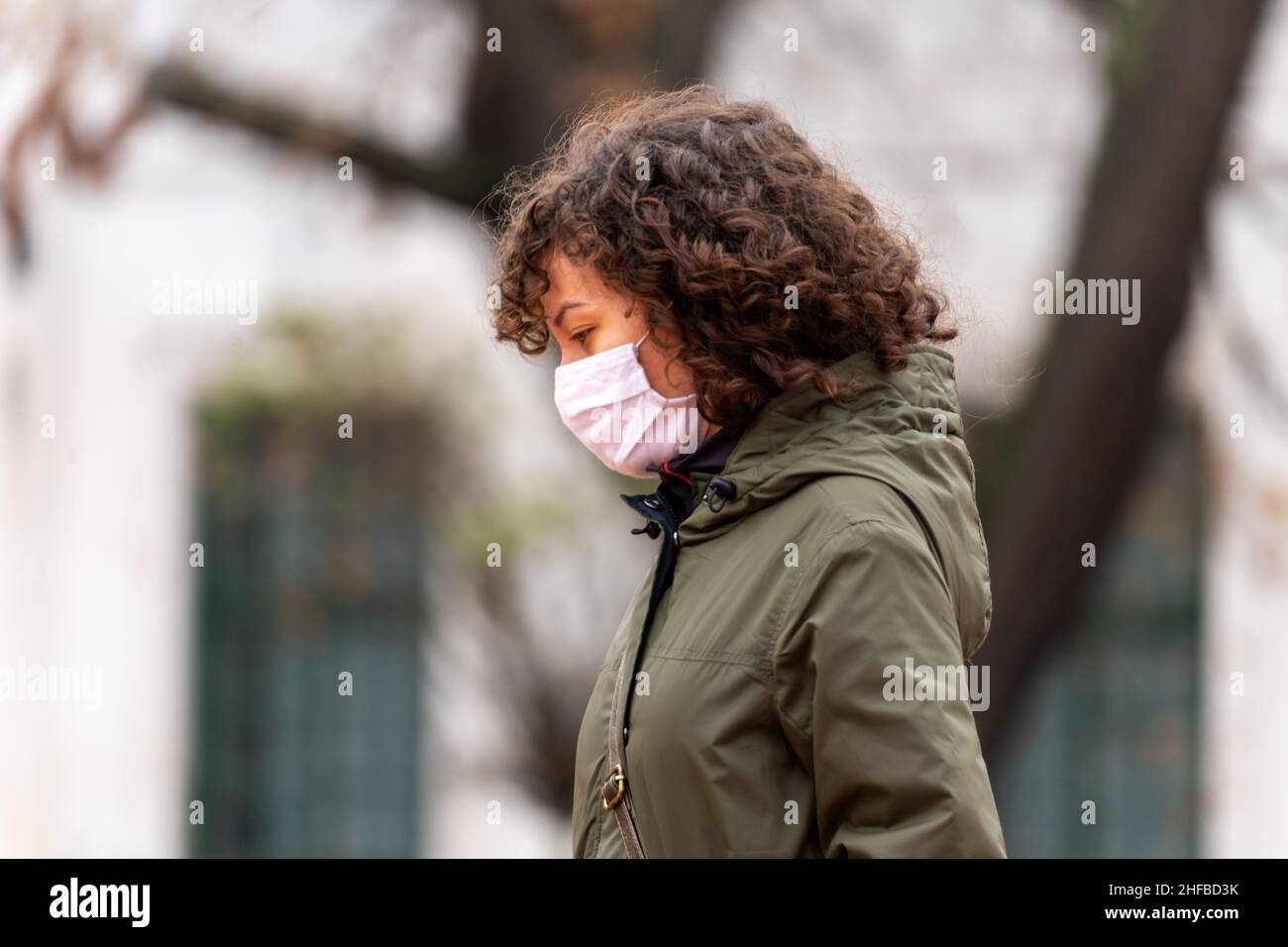 Timisoara, Romania - November 20, 2021: Portrait of a woman walking on ...