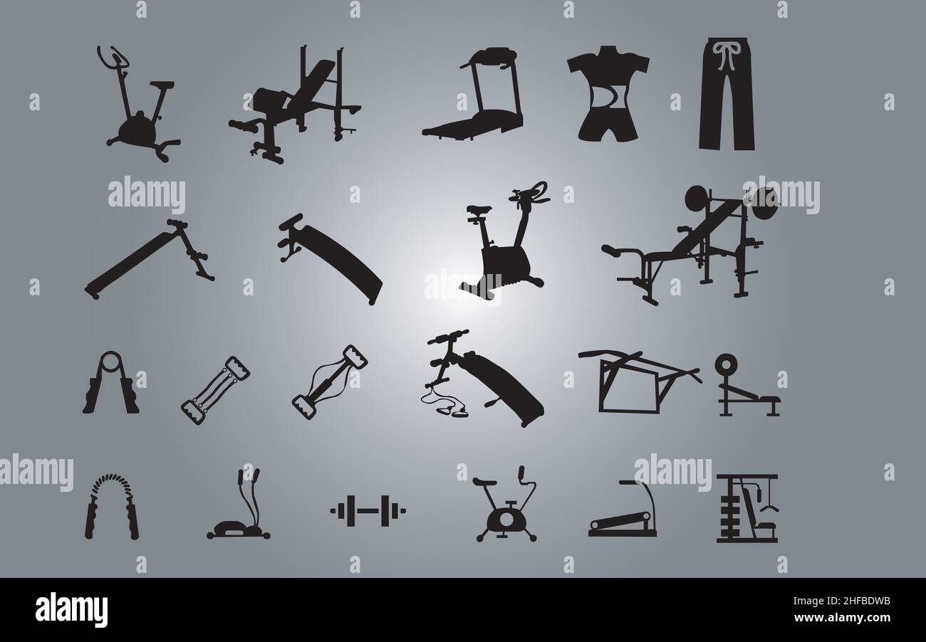 Gym icon set Stock Vector Image & Art - Alamy