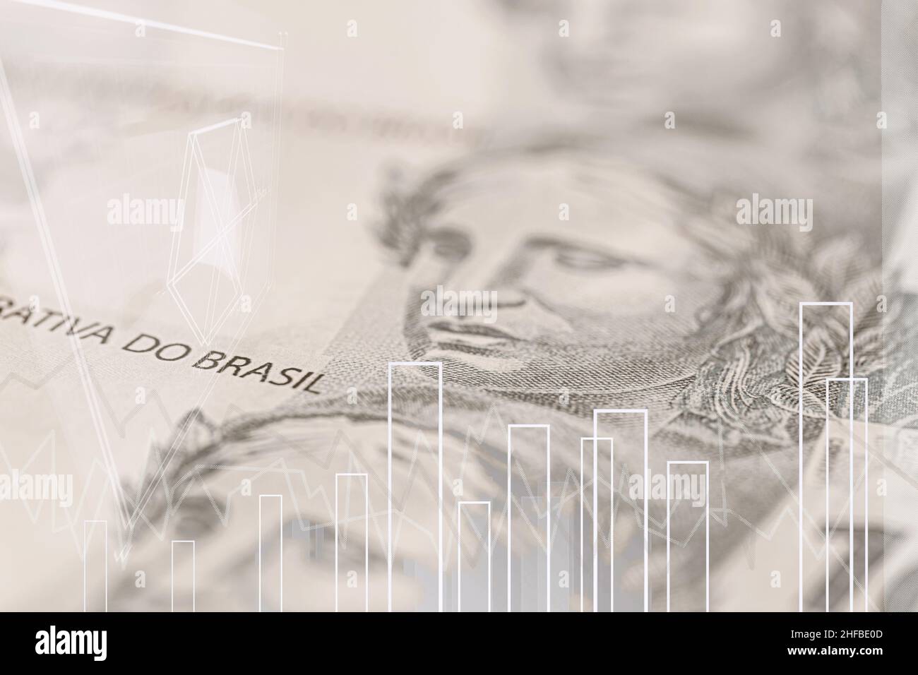 details of real banknote, brazil money, spot focus, stock exchange ...