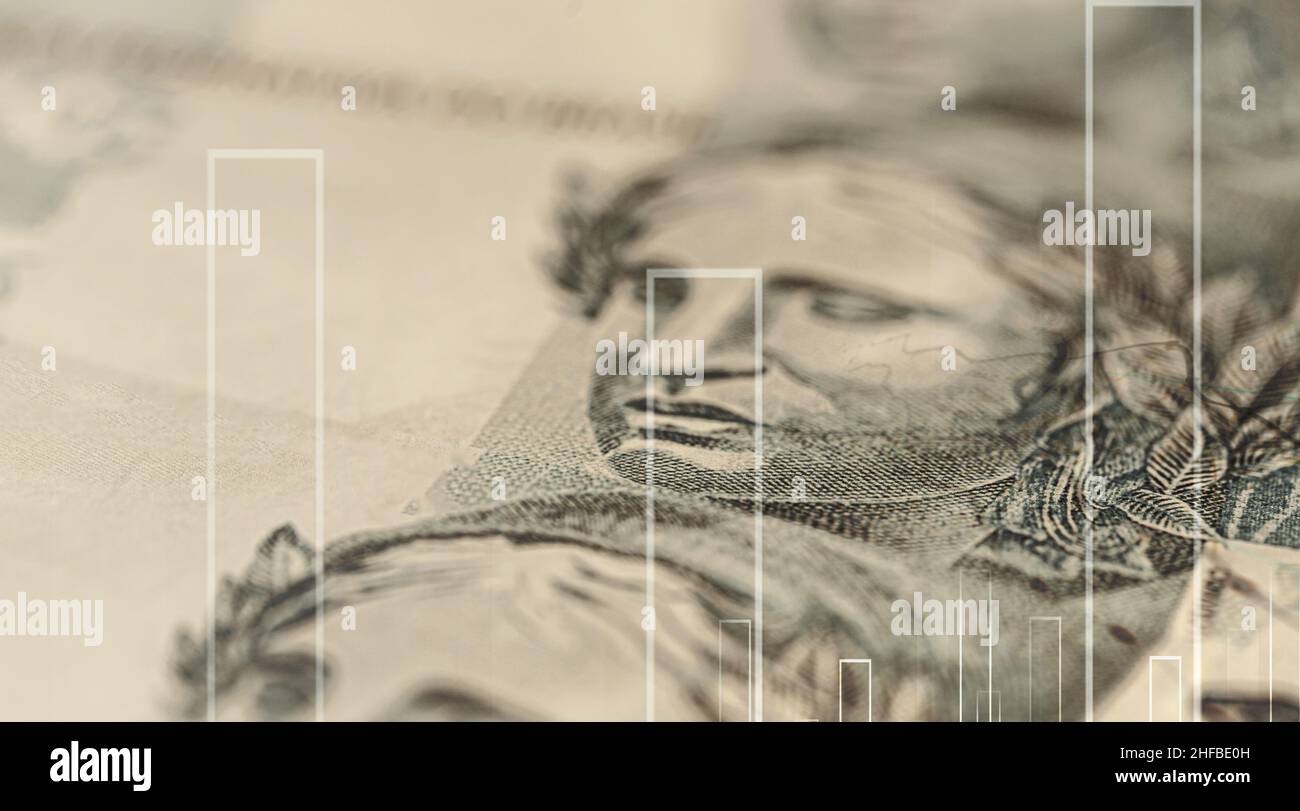 details of real banknote, brazil money, spot focus, stock exchange ...