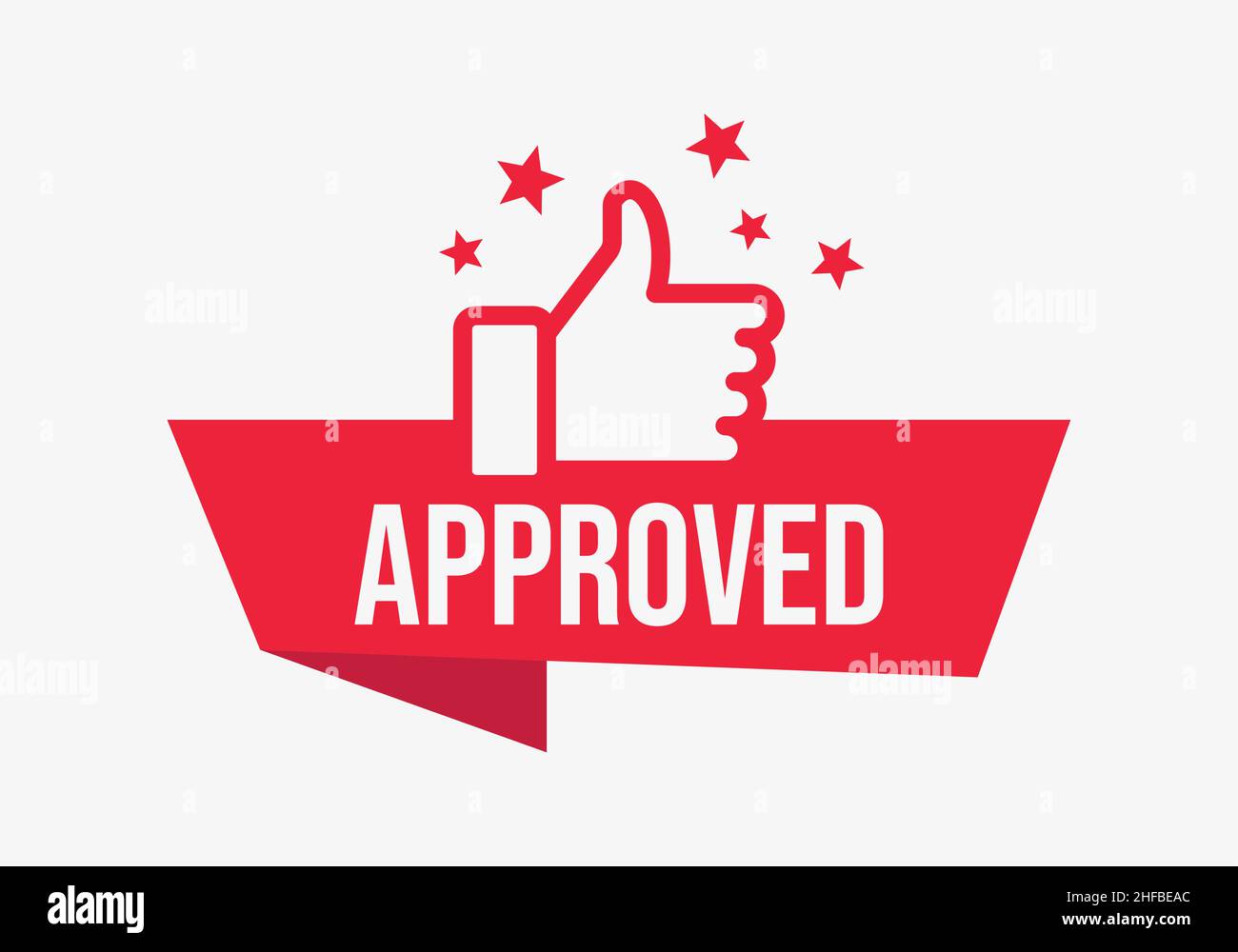 Red vector approved banner with thumb up Stock Vector Image & Art - Alamy
