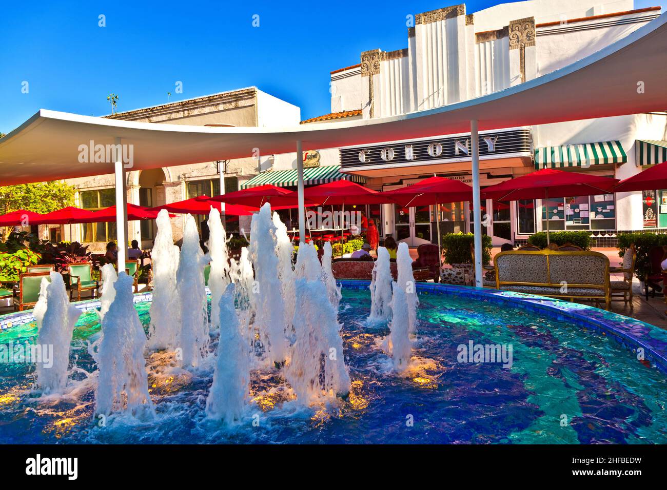 historic Art Deco Theater with fountain Stock Photo - Alamy