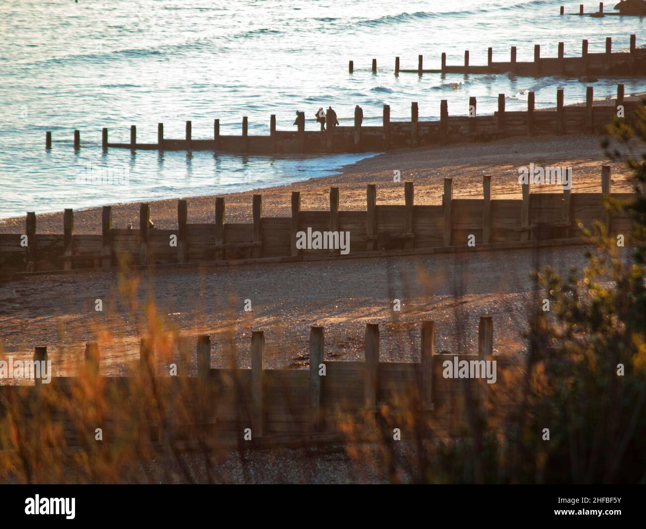 Groynes along the beach at Eastbourne, England Stock Photo - Alamy