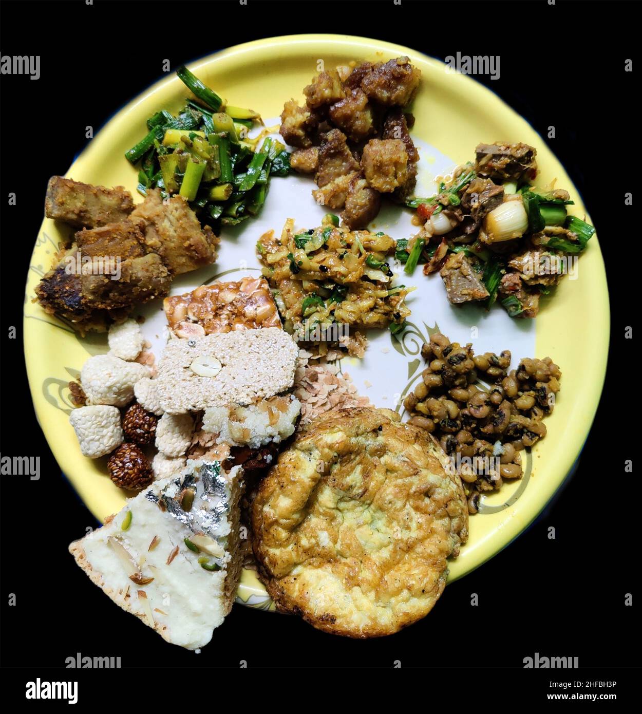 Kathmandu, Bagmati, Nepal. 15th Jan, 2022. Food items including yams ...
