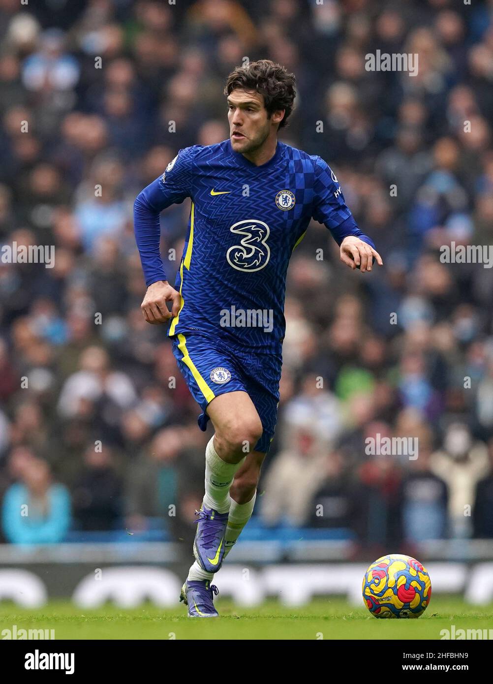 Chelsea's Marcos Alonso during the Premier League match at Etihad ...
