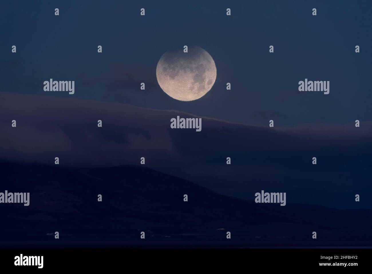 Landscape image of partial lunar eclipse during November 2021 which ...