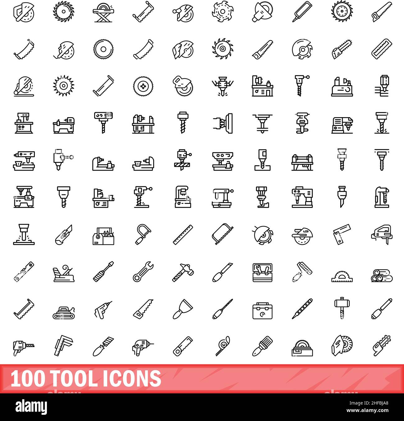 100 tool icons set. Outline illustration of 100 tool icons vector set ...