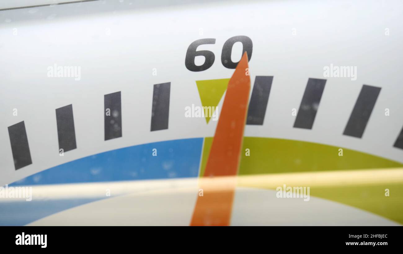 Close up for stopwatch, note the time. Stopwatch red hand approaching ...