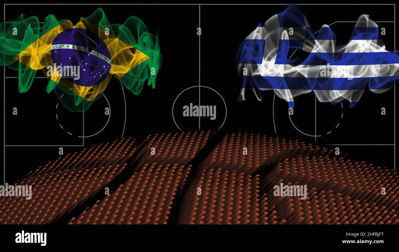 Brazil vs Greece Basketball, smoke flag, Sport game Stock Photo - Alamy