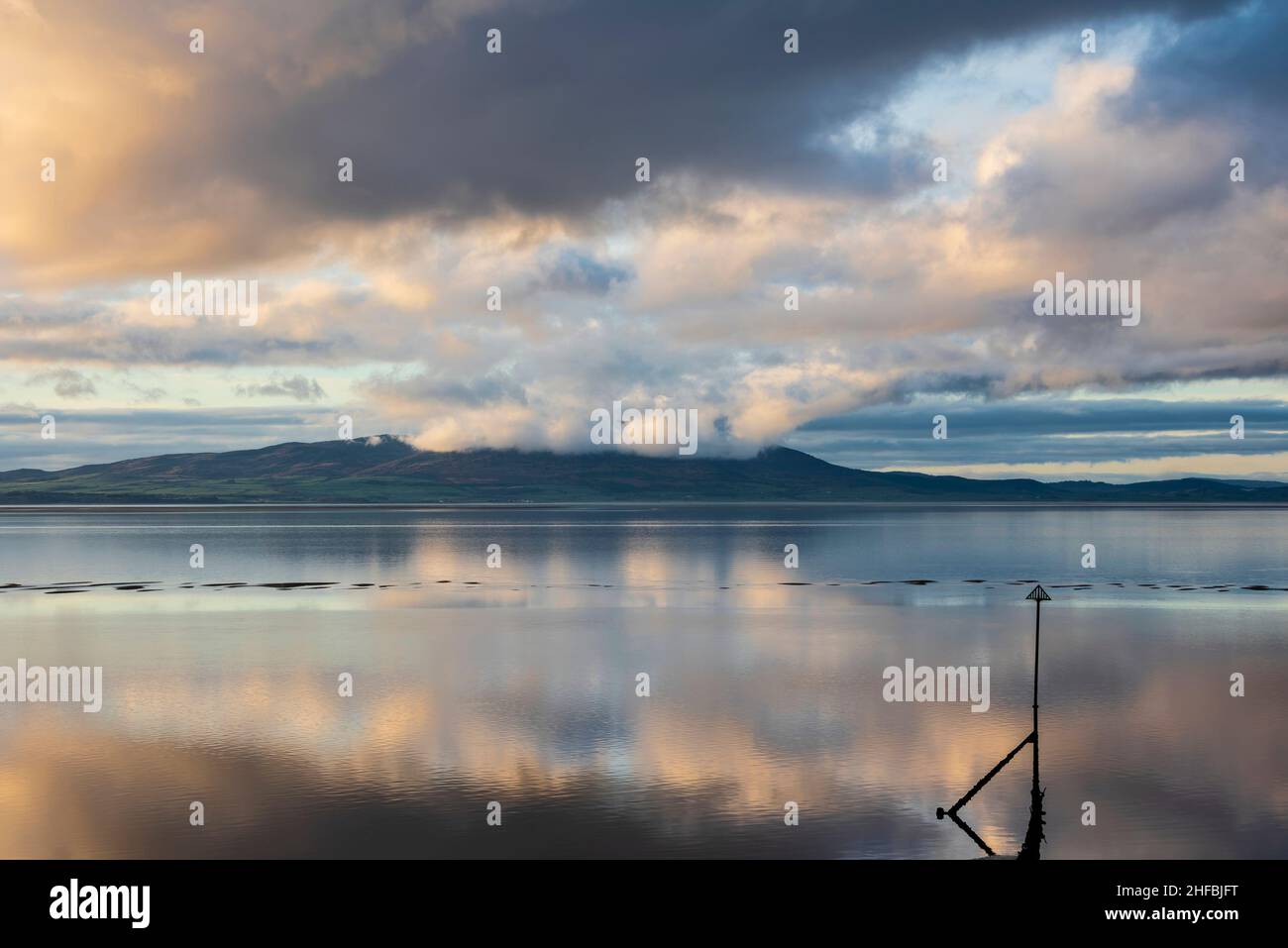 Epic sunset landscape image of Solway Firth viewed from Silloth during ...