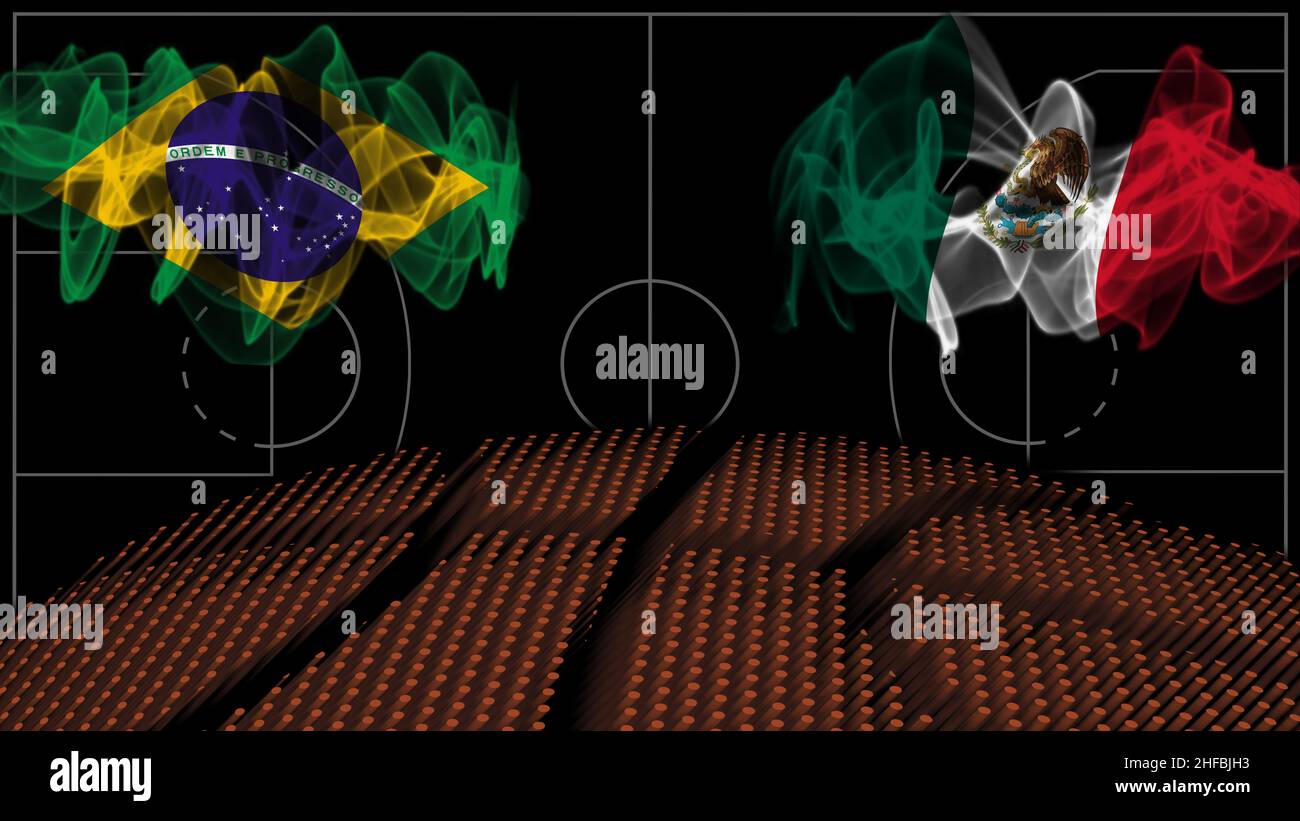Brazil vs Mexico Basketball, smoke flag, Sport game Stock Photo - Alamy