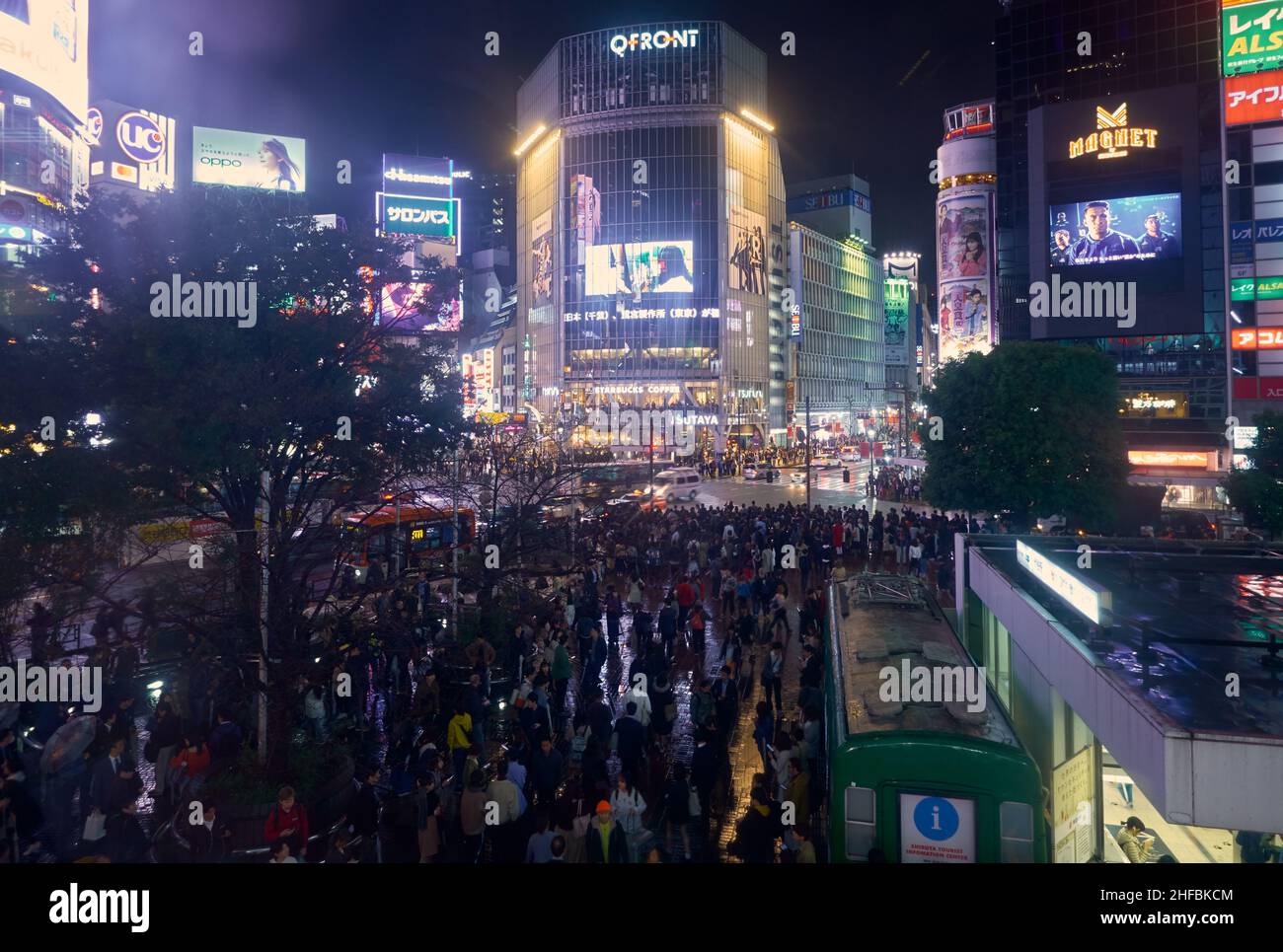 Tokyo, Japan - October 25, 2019: The night view of one of the busiest ...