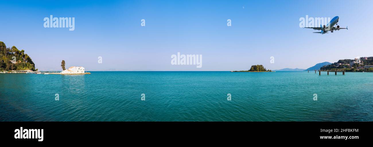 Panoramic view from Corfu Airport Planespotting Spot on landing plane ...