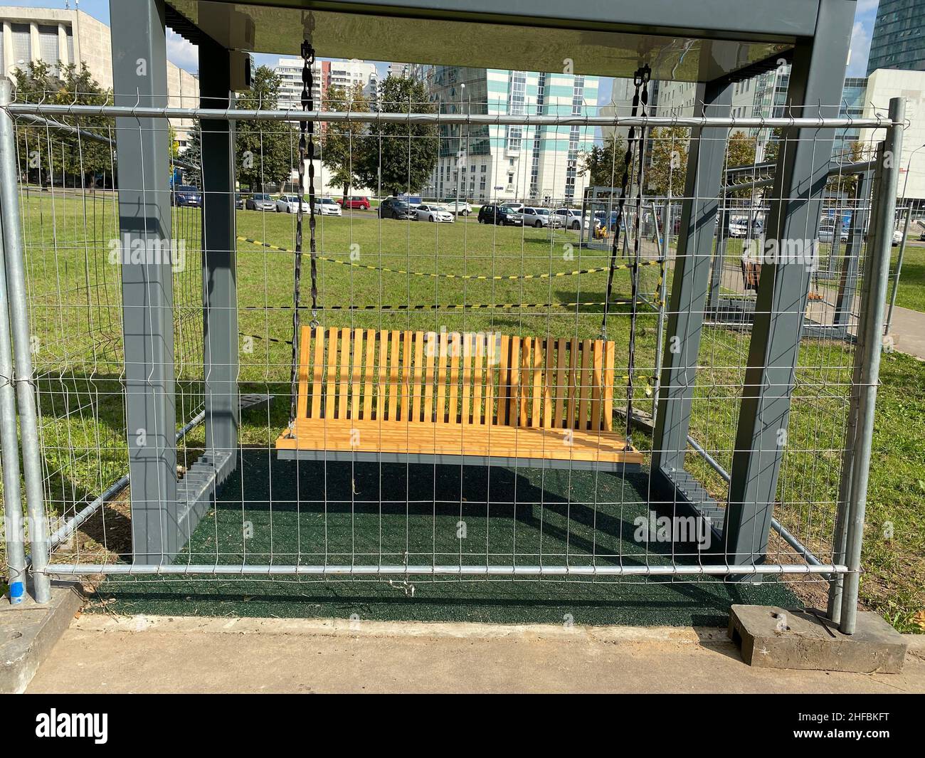 swing in park at dry sunny summer day Stock Photo - Alamy
