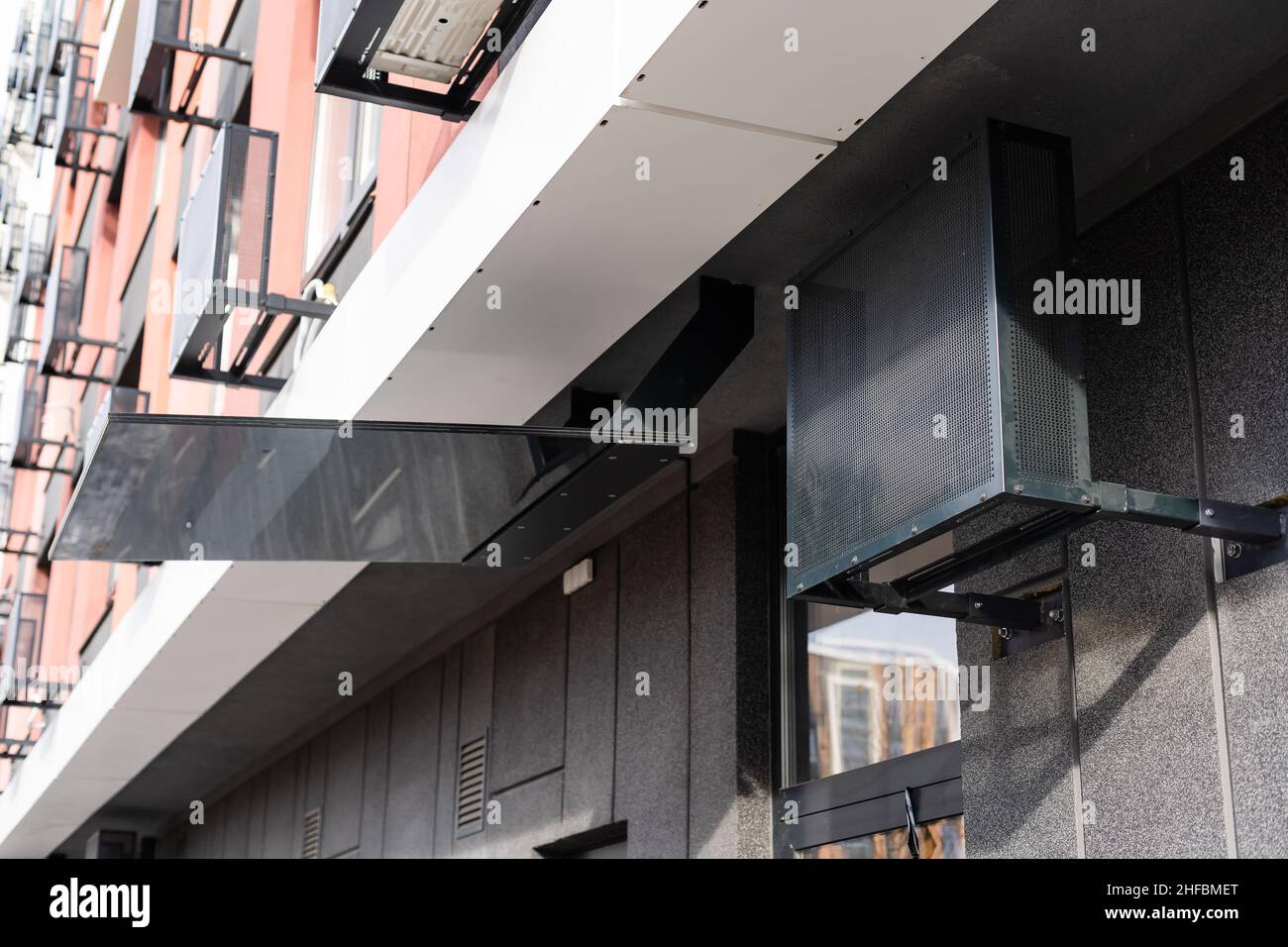 box for air conditioner on the facade of the building Stock Photo - Alamy