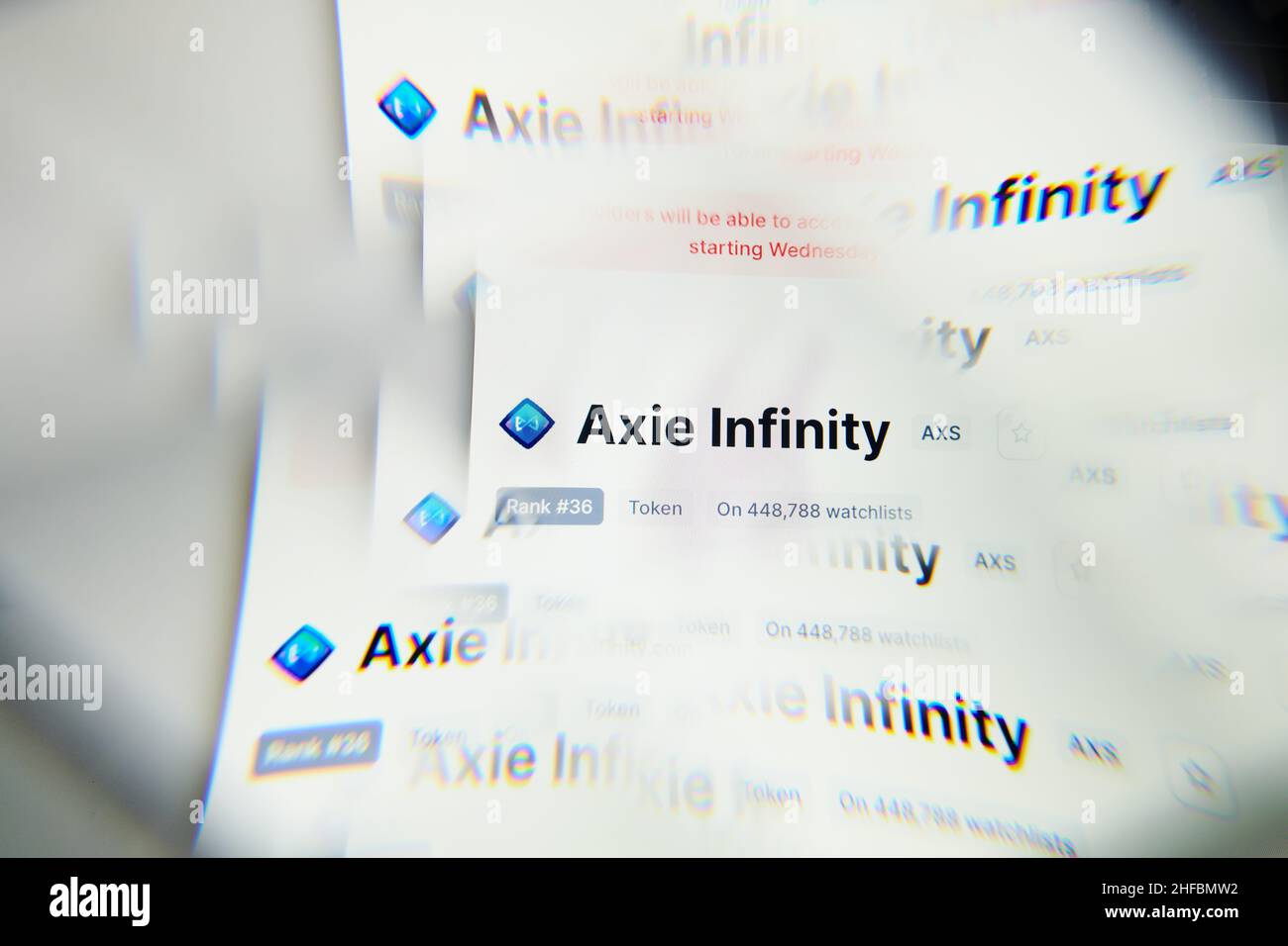 Milan, Italy - January 11, 2022: axie infinity - AXS logo on laptop ...