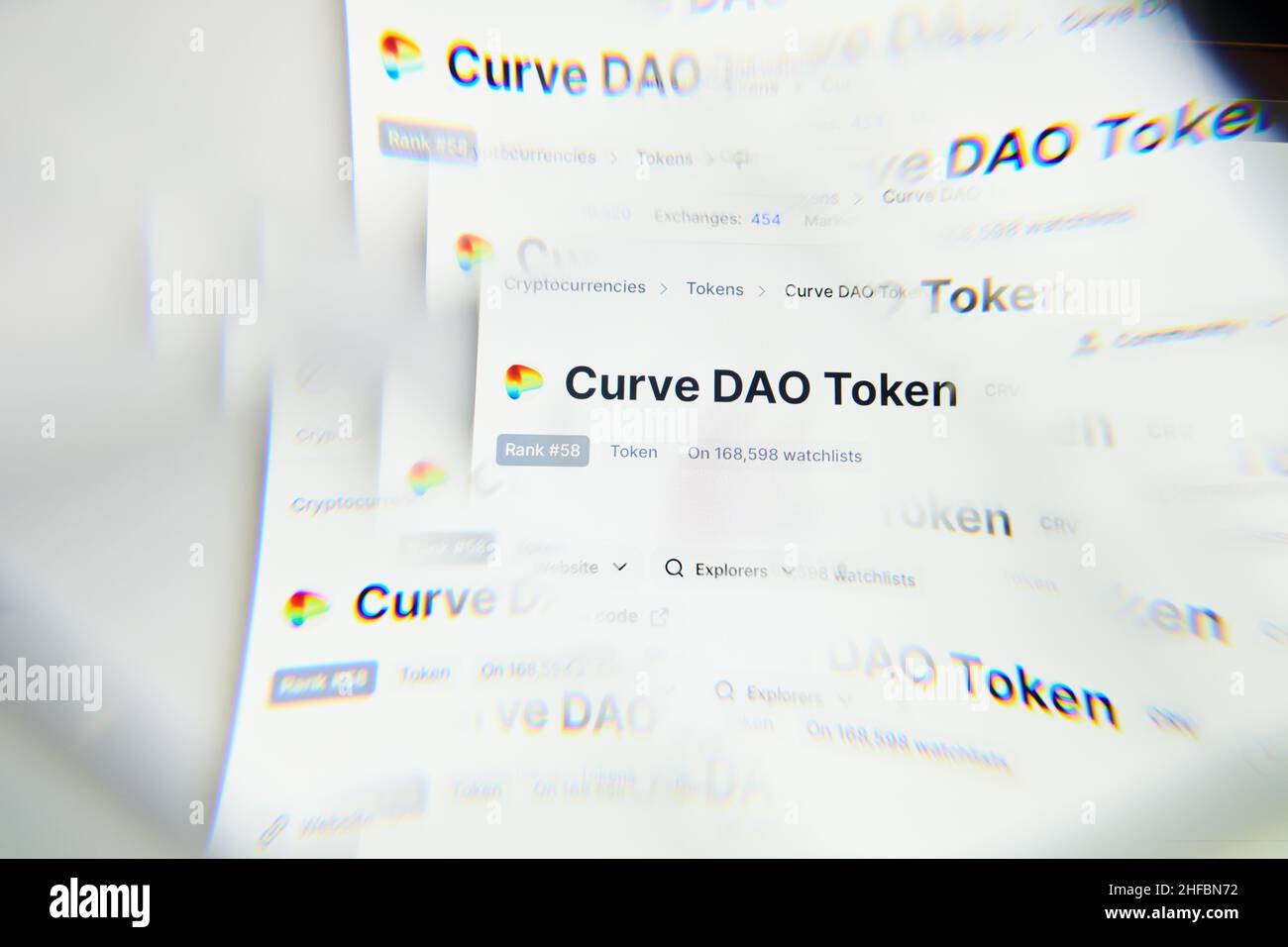 Milan, Italy - January 11, 2022: curve dao token - CRV logo on laptop ...